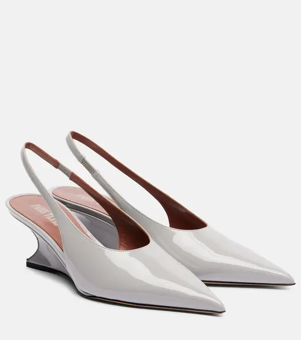 Paris Texas Nina 50 Patent Leather Slingback Pumps - Grey