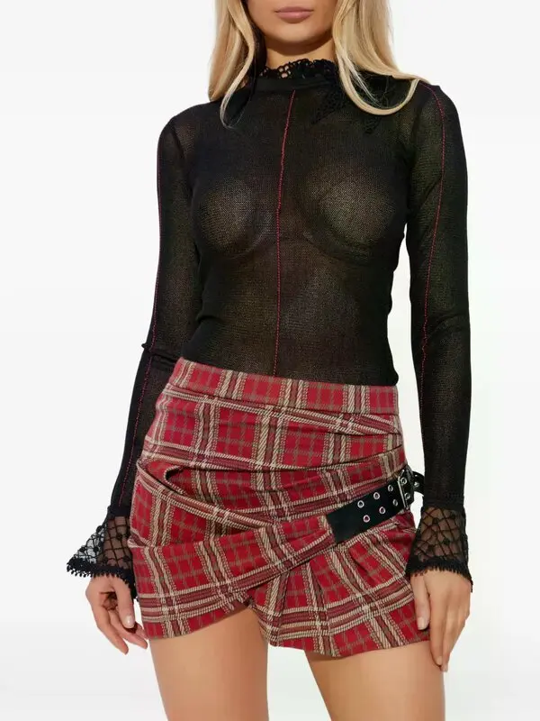 Isabel Marant Étoile Sarah Lace Trim High Neck Long Sleeve Top