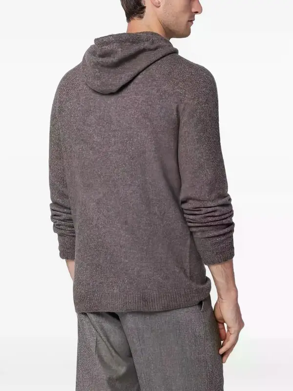 ROBERTO COLLINA Knitted-construction Hoodie - Neutrals