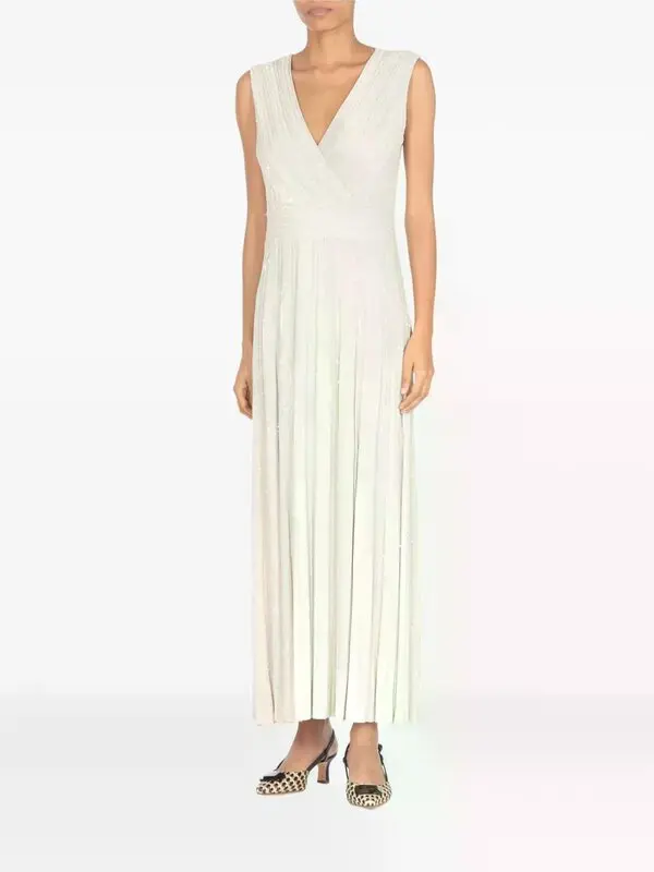 D.exterior V-neck Sleeveless Pleated Maxi Dress