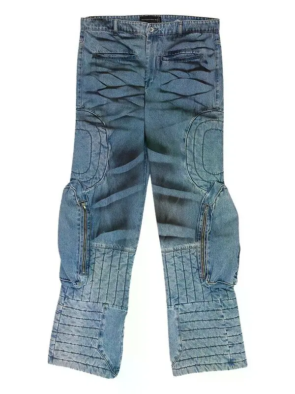 WHO DECIDES WAR Whiskering Effect Paneled Jeans
