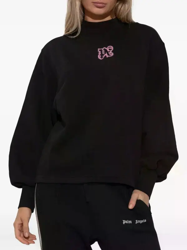 Palm Angels Logo Detail Mock Neck Sweatshirt