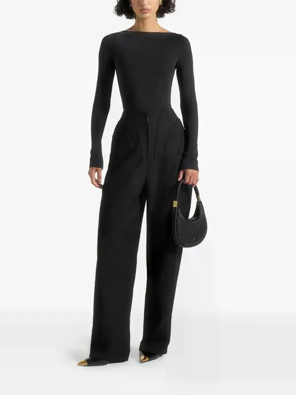 Manière De Voir High Waisted Corset Sculptural Trousers - Black