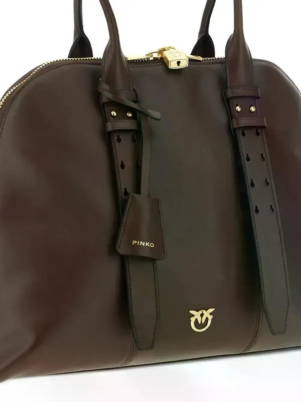 Pinko Leather Maxi Tote Bag With Love Birds Logo