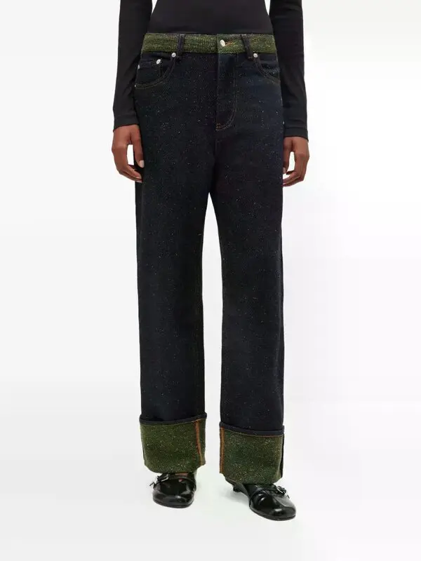 GANNI Buttoned Jeans With Cuffed Hem