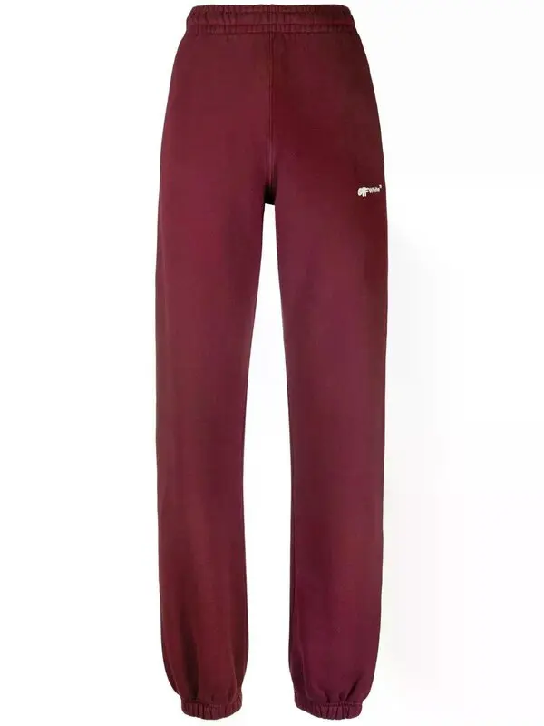 Off-White Burgundy Cotton Logo Detail Sweatpants