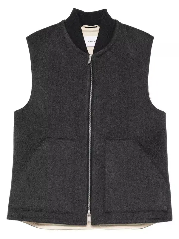 LARDINI Baseball Collar Gilet - Grey