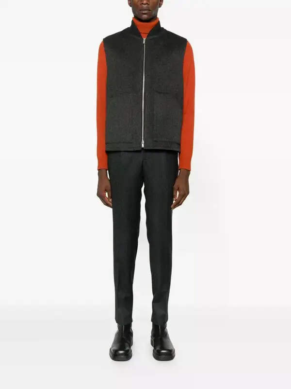 LARDINI Baseball Collar Gilet - Grey
