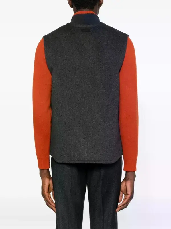 LARDINI Baseball Collar Gilet - Grey