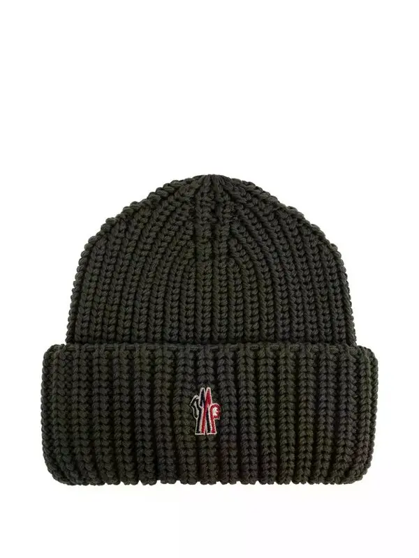 Moncler Ribbed Knit Beanie - Green