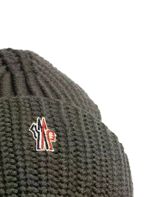 Moncler Ribbed Knit Beanie - Green