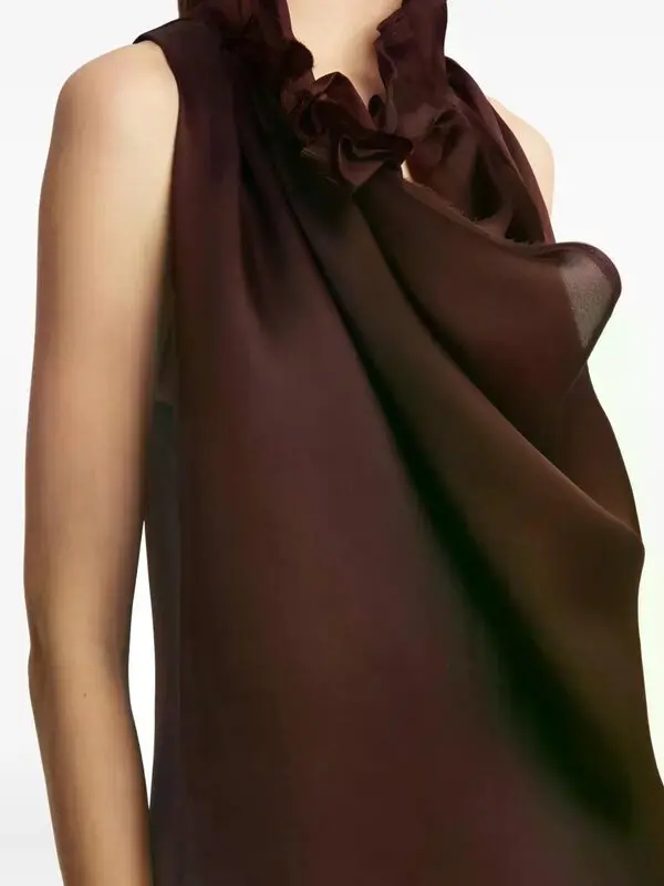 Khaite Meegan Ruffled-collar Sleeveless Top - Red