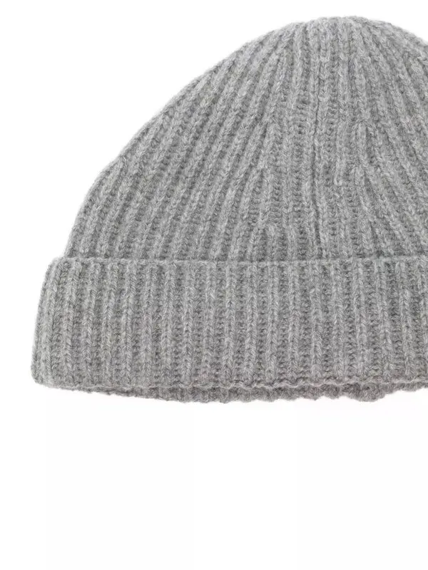 AMARANTO Ribbed Beanie Hat - Grey
