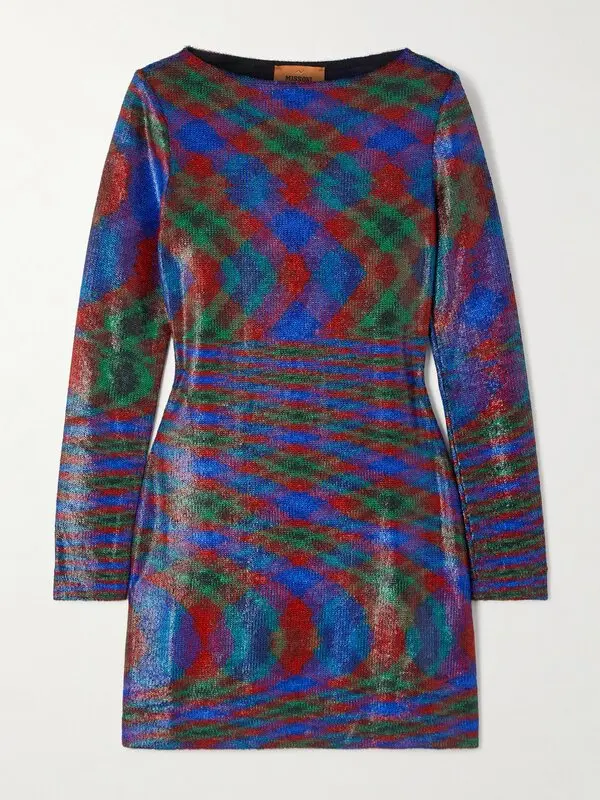 Missoni Striped Metallic Jersey Mini Dress