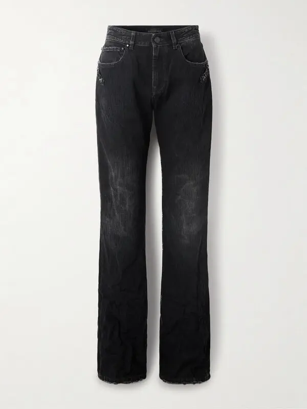 Balenciaga City Studded Low-rise Straight-leg Jeans - Black