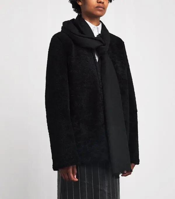 Harrods Wool Geometric Jacquard Scarf