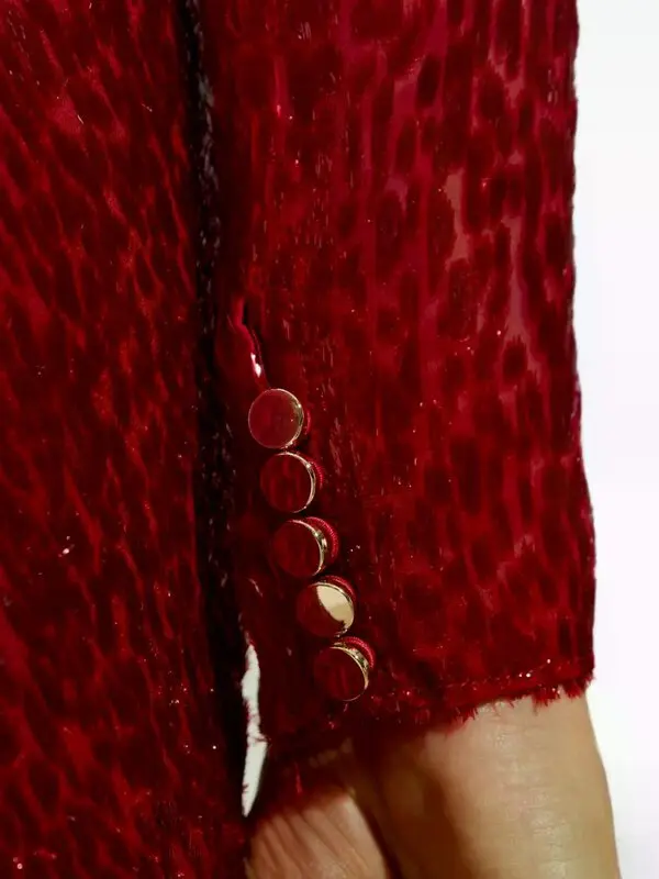 SELF-PORTRAIT Lurex Detail Silk Dress - Red