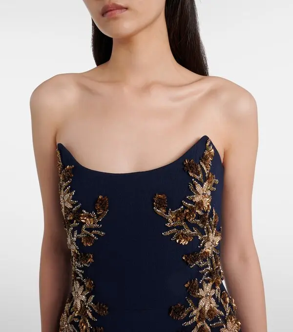 Rebecca Vallance Orla Embellished Crepe Bustier Gown