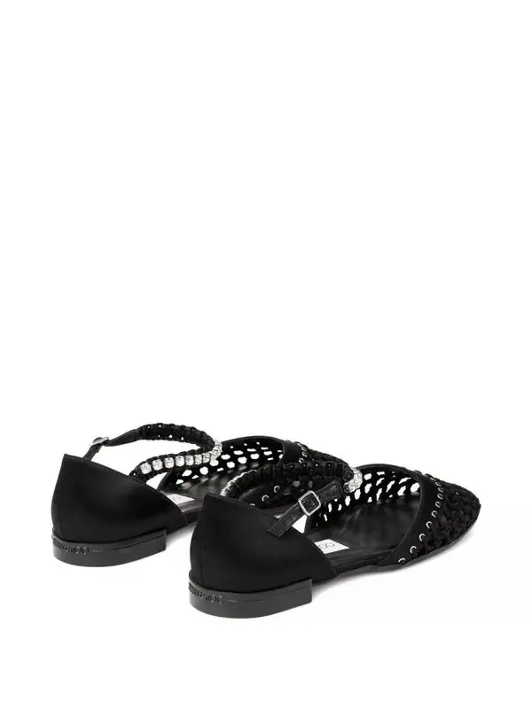 JIMMY CHOO Embellished Ankle Strap Ballet Flats