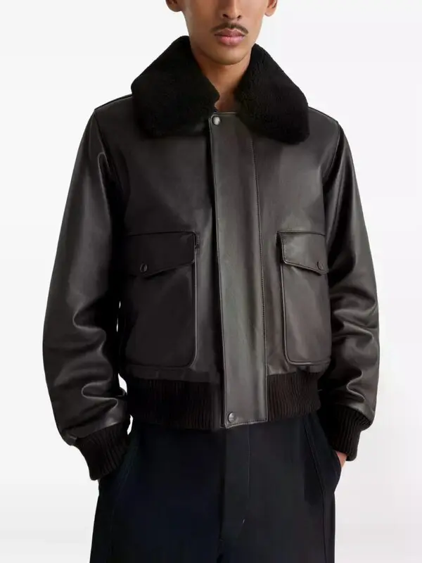 LEMAIRE Leather Jacket With Detachable Fur Collar