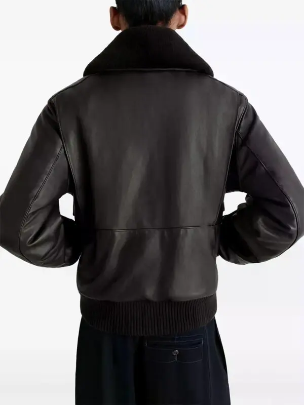 LEMAIRE Leather Jacket With Detachable Fur Collar