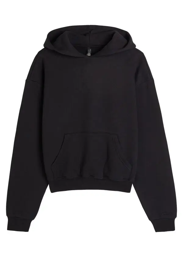 SKIMS Cotton-blend Hooded Sweatshirt With Embossed Logo - Black