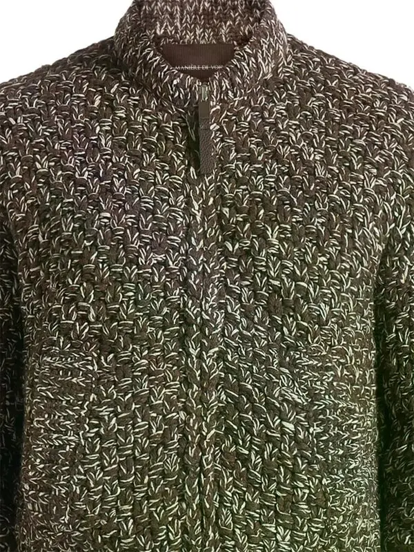 Manière De Voir Speckled-knit Bomber Jacket - Brown