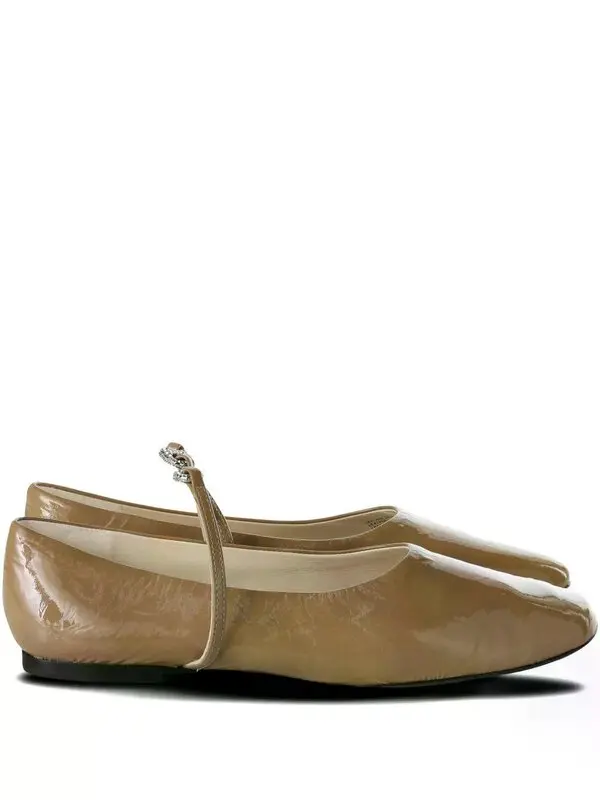 Tory Burch Leather Ballet Flats With Crystal Embellishment