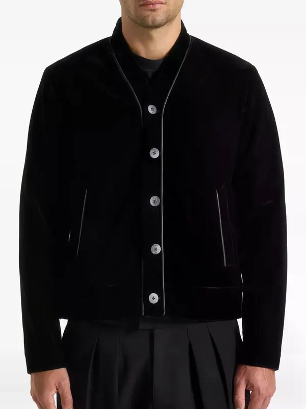 Manière De Voir Maniere De Voir Contrast-piping Velvet Jacket