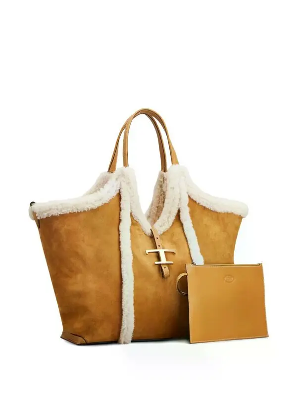 TOD'S Shearling-trimmed Shoulder Bag