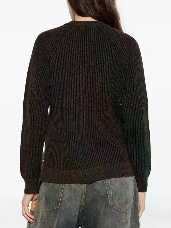 Sease Cashmere Ribbed Knit Round Neck Sweater