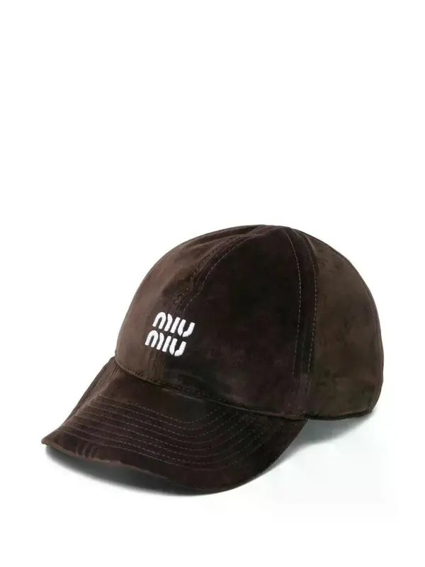 Miu Miu Velvet Cap - Brown