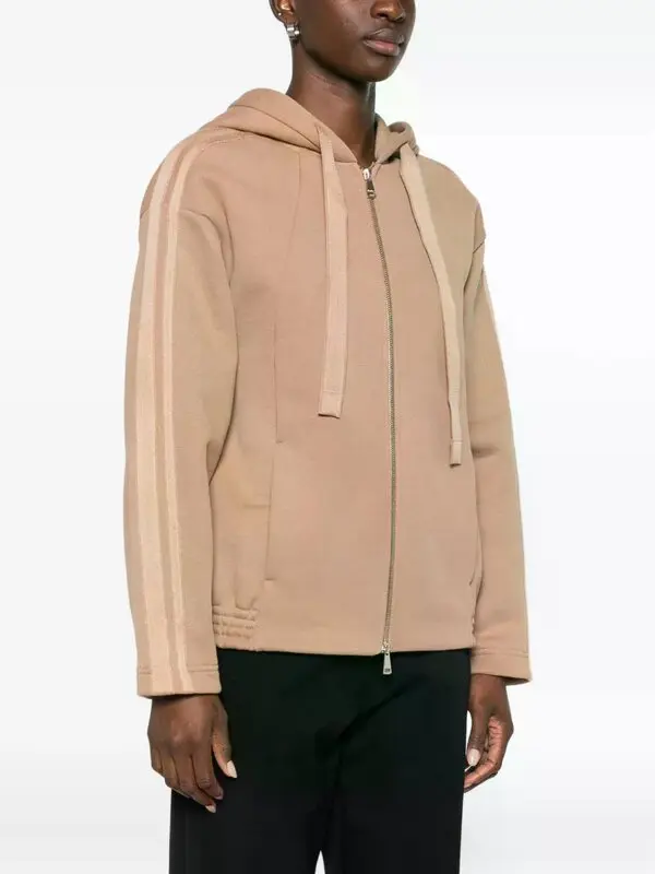 Max Mara Stripe Detail Zip-up Hoodie - Brown