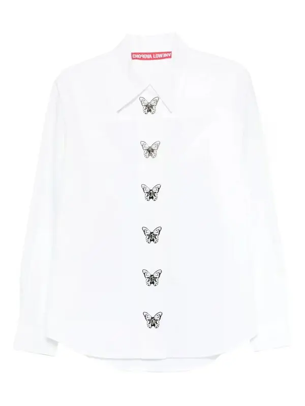 CHOPOVA LOWENA Butterfly Embellished Shirt - White