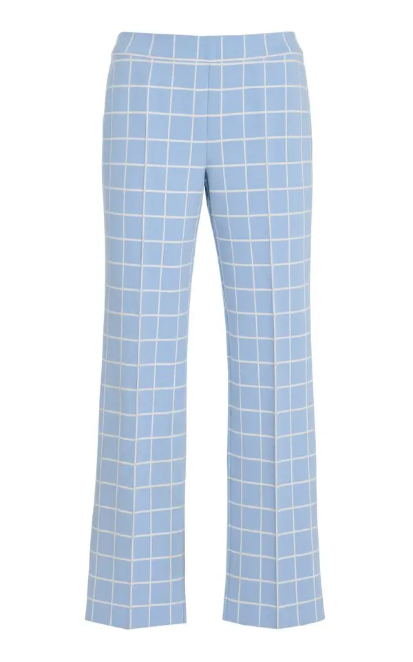 HIGH SPORT Louis Windowpane Knit Cropped Pants - Blue