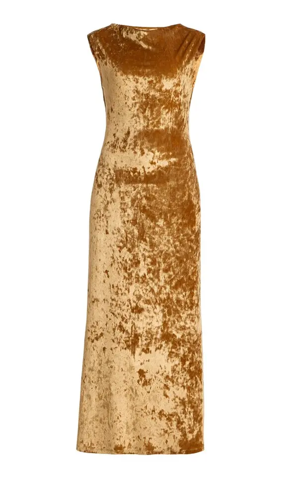 ALFIE Maia Stretch-velvet Midi Dress - Gold