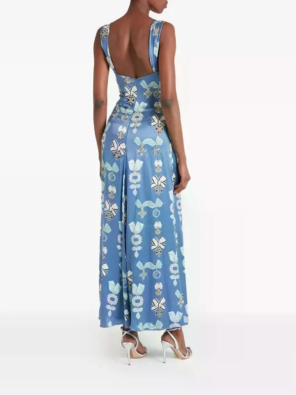 TEMPERLEY LONDON Reina Sleeveless Ruched Silk Maxi Dress - Blue