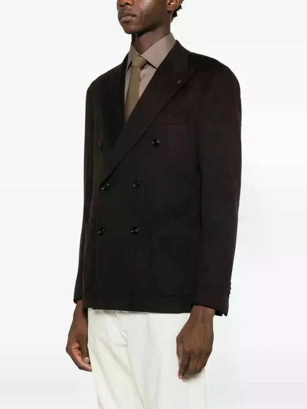 Tagliatore Double-breasted Jacket With Button Fastening And Patch Pockets - Brown