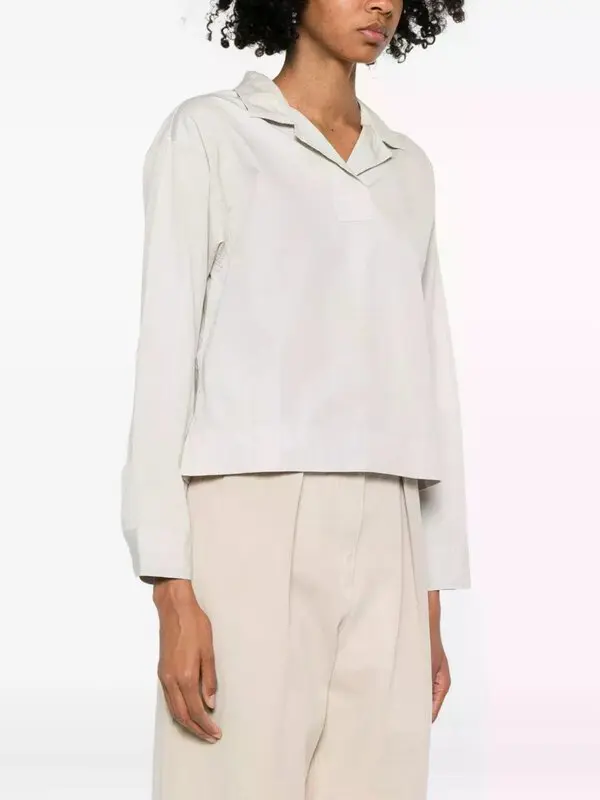 MARGARET HOWELL Long Sleeve V-neck Blouse - Neutrals