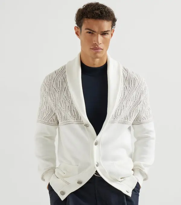 Brunello Cucinelli Jacquard Shawl-collar Cardigan