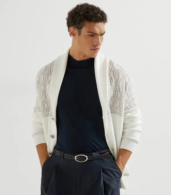Brunello Cucinelli Jacquard Shawl-collar Cardigan