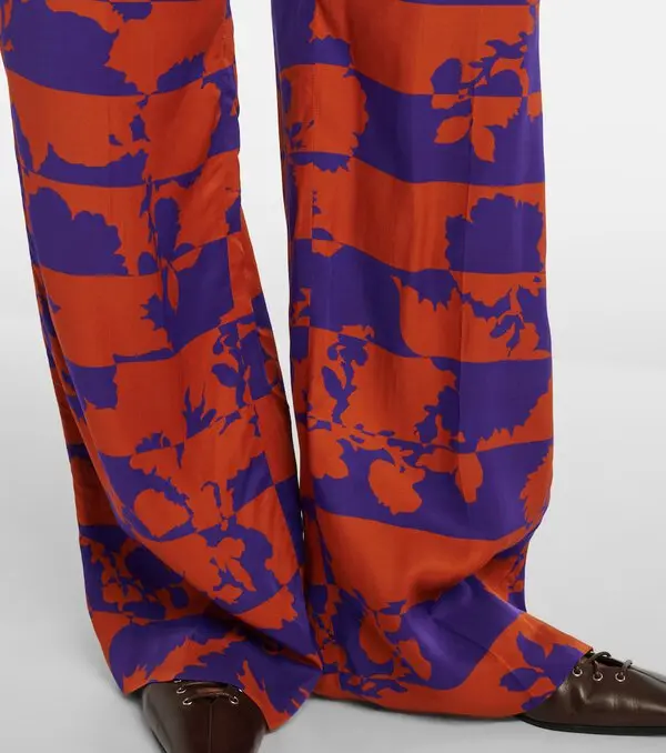 Dries Van Noten Printed Wide-leg Trousers - Orange