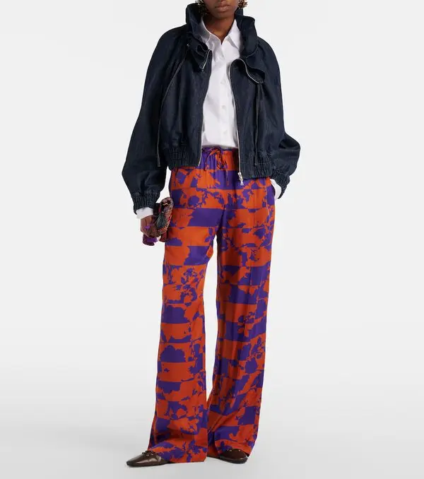 Dries Van Noten Printed Wide-leg Trousers - Orange