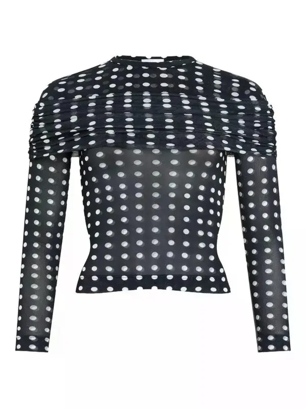 PATOU Polka Dot Long Sleeve Blouse - Black