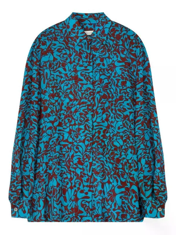 Dries Van Noten Abstract Print Loose Shirt - Blue