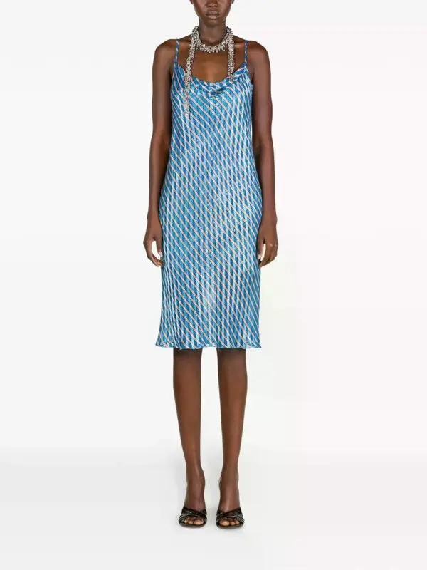 Dries Van Noten Striped Cowl-neck Slip Dress - Blue