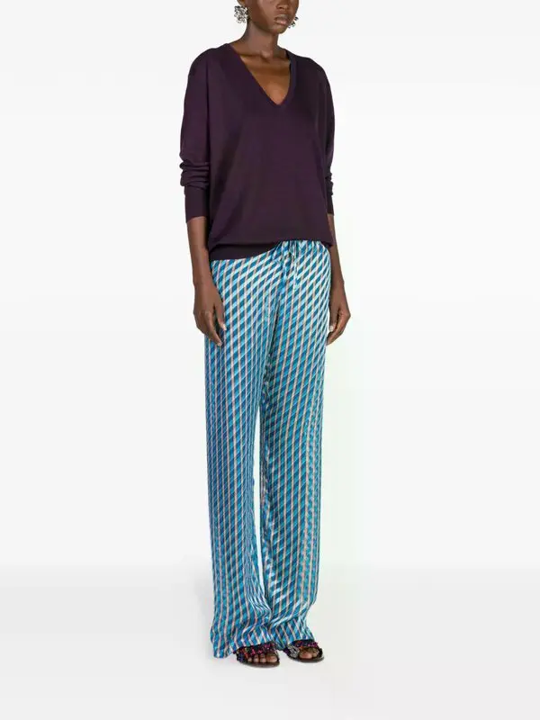 Dries Van Noten Devoré Striped Trousers - Blue