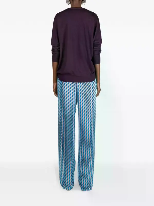 Dries Van Noten Devoré Striped Trousers - Blue