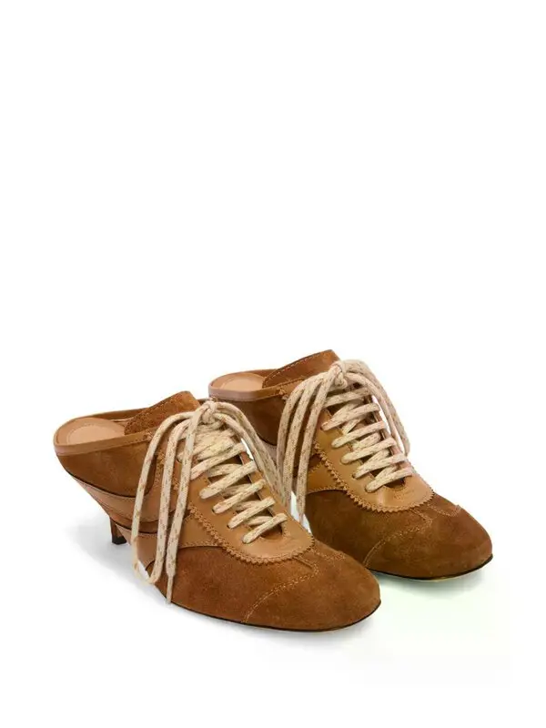 Dries Van Noten Heeled Suede Mules - Brown