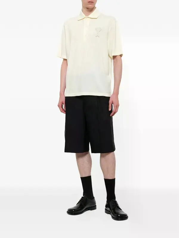 AMI Paris De Coeur Embroidered Polo Shirt